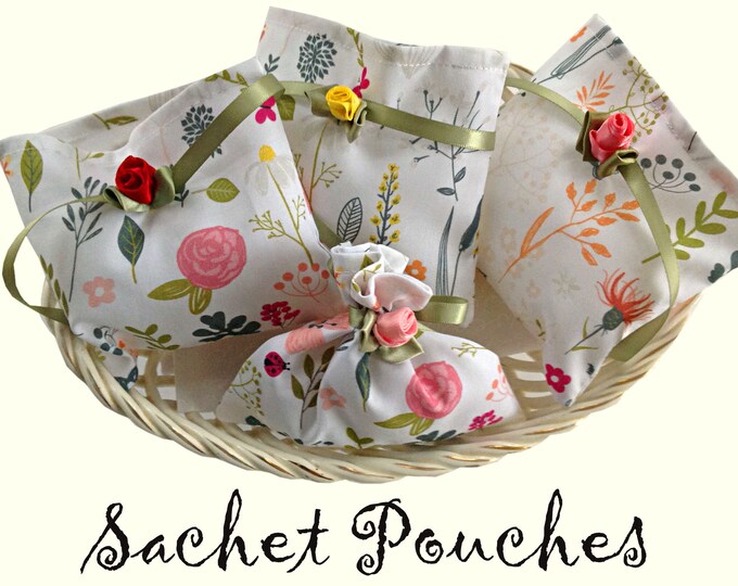 4 Cotton Fabric Bags Pouches With Satin Trim 4 1/2 X 4 - Etsy