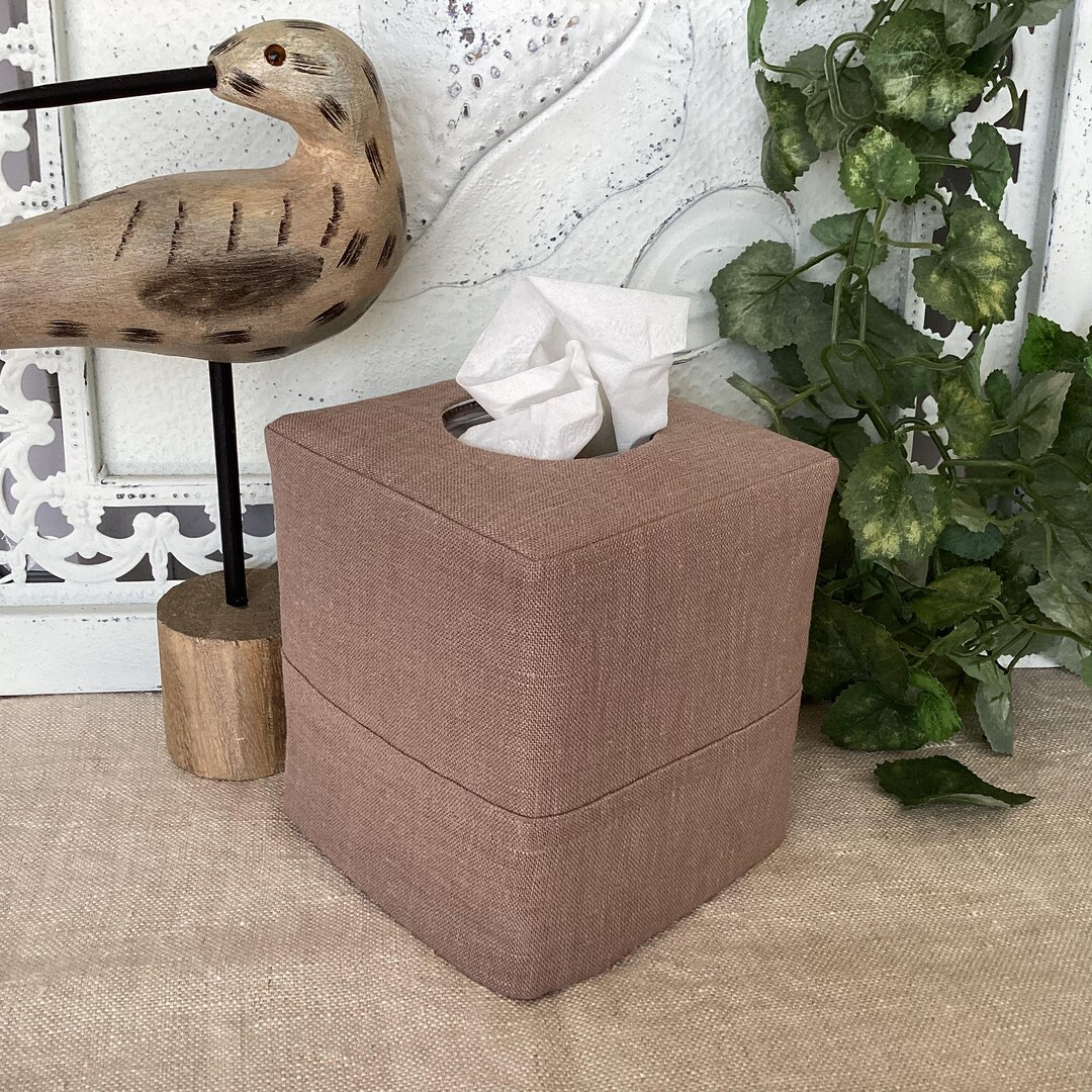 Cocoa Linen Tissue Box Cover. - Etsy