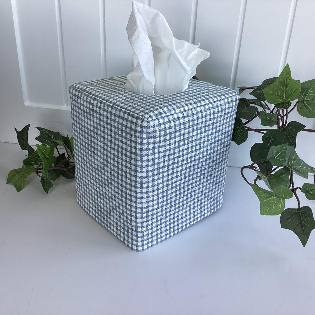 Gray and White Mini Checkered Tissue Box Cover. - Etsy