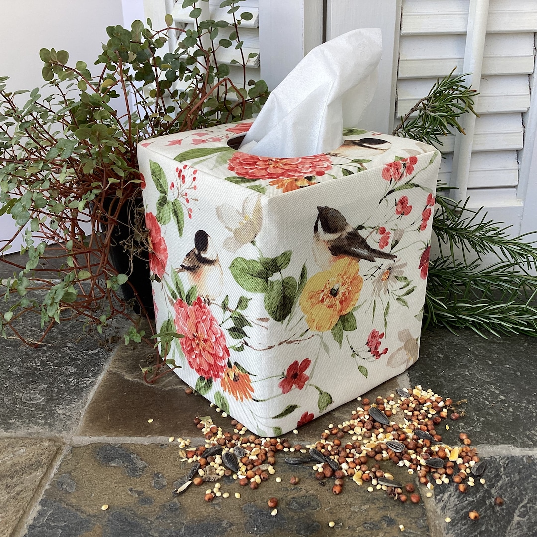 Tiny Birds and Flowers Tissue Box Cover - Etsy