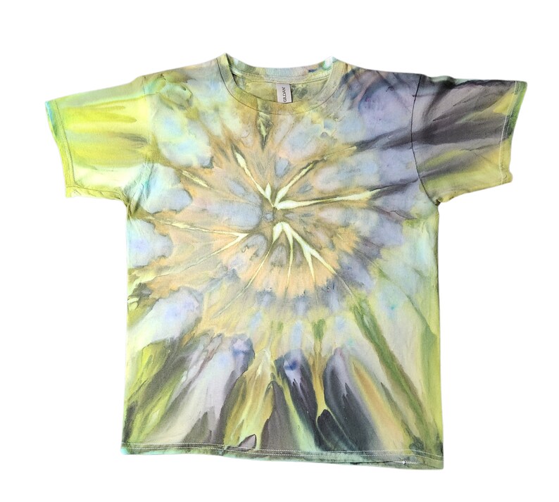 Youth Size Medium Ice Dye T-shirt Green & Blue Gray Colander - Etsy