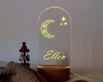 Personalized Acrylic Night Light Boho Night LED Light Kids Bedroom ...