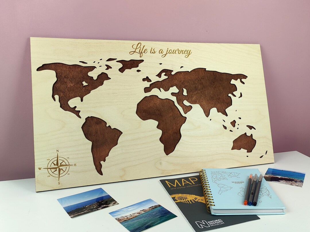 Personalized World Map Wall Art, World Map Board, Wooden World Map ...