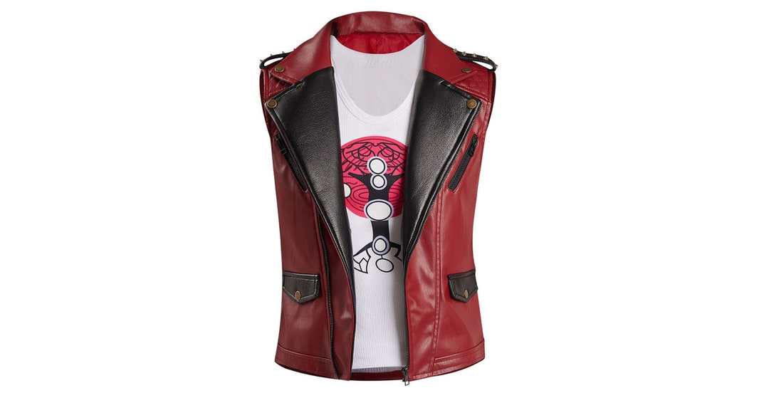 Handmade Men's Leather Vest Genuine Cow Leather Motorcycle Vest Red ...