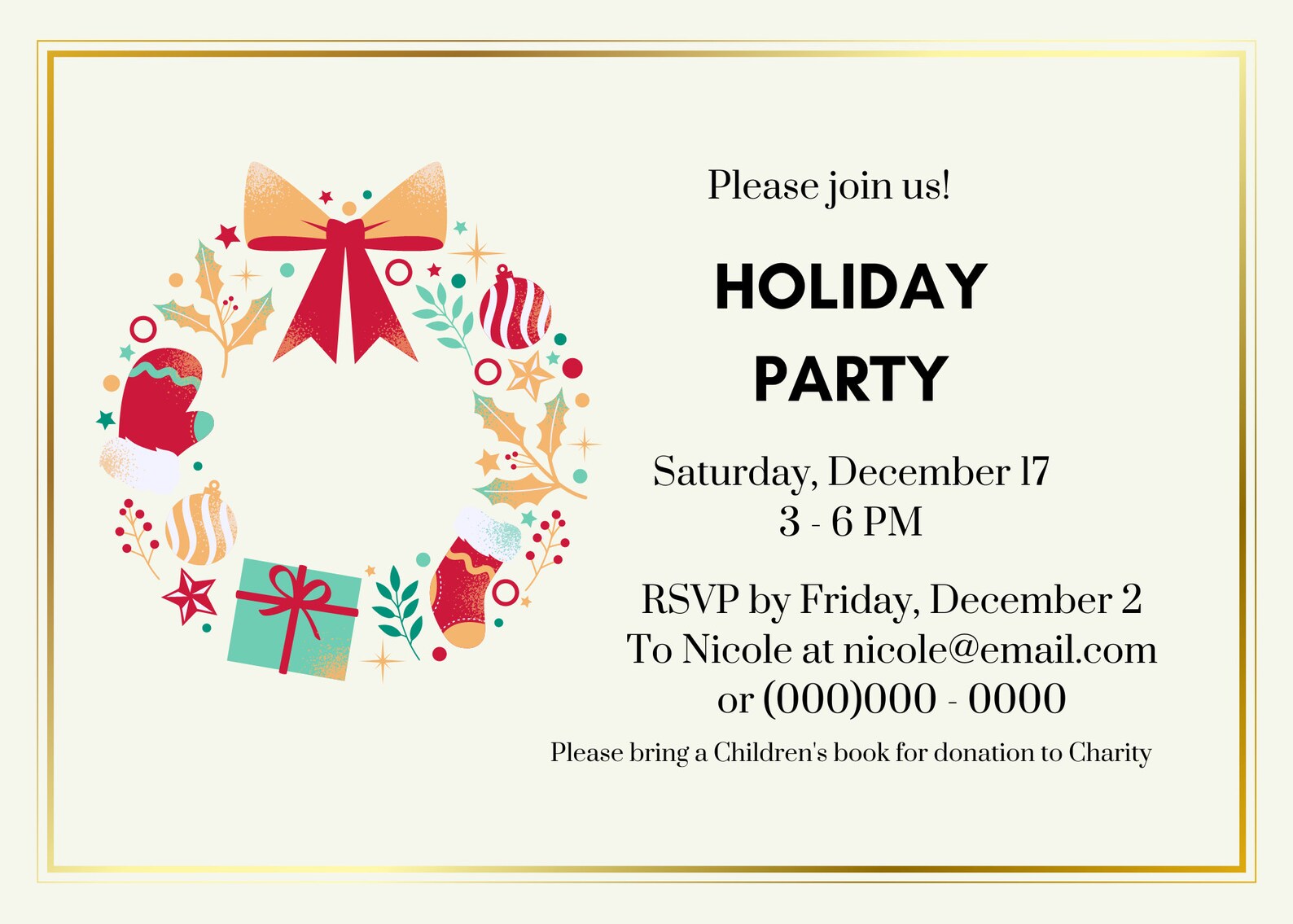 Editable Christmas Party Invitation Template Holiday Party Invite ...