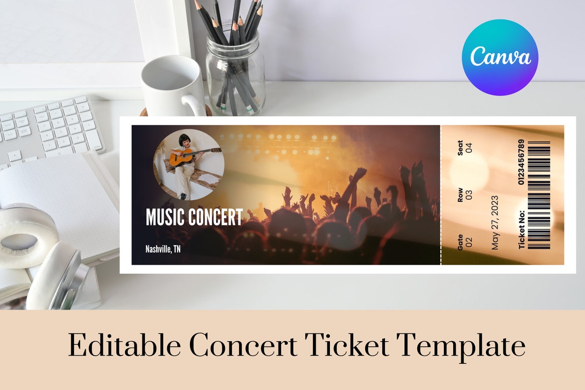 Editable Concert Ticket Template | Printable Event Ticket | Custom ...
