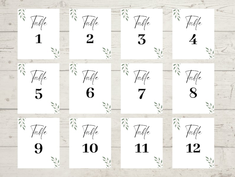 Editable Wedding Table Number Card Template | Table Number Template ...