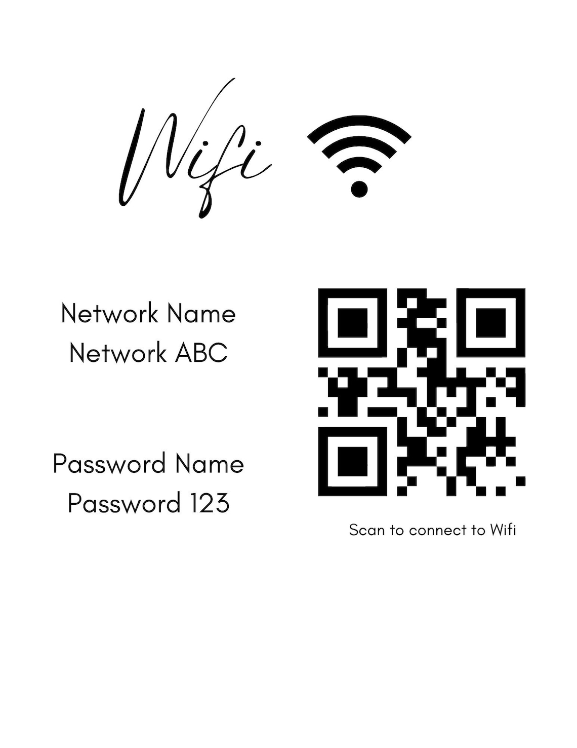 WLAN QR Code Zeichen druckbar WLAN Zeichen WLAN Zeichen - Etsy.de