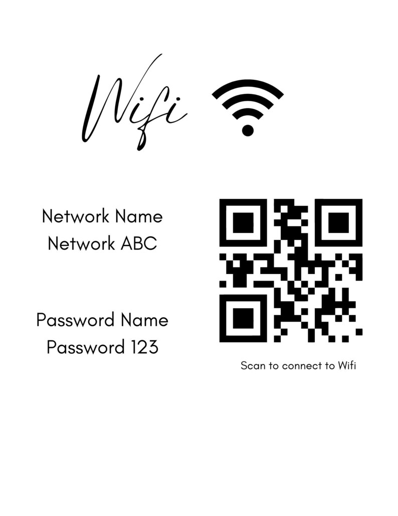 Wifi QR Code Sign Printable, Wifi Sign, Wifi Sign, Wifi Password Sign ...