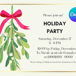 Editable Christmas Party Invitation Template Holiday Party Invite ...