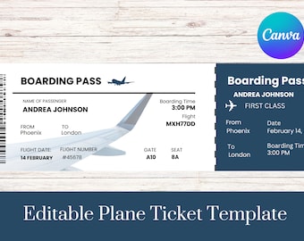 Editable Plane Ticket Template | Printable Plane Ticket With Image ...