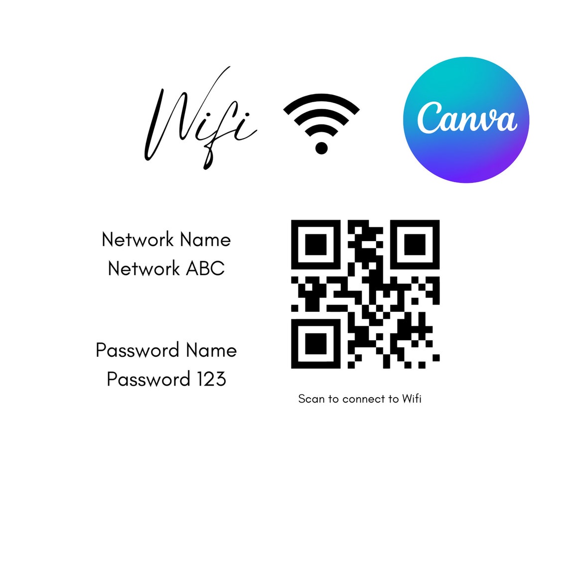Wifi QR Code Sign Printable, Wifi Sign, Wifi Sign, Wifi Password Sign ...