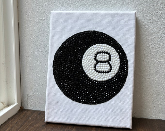 8 Ball Art Bedazzled Canvas Art 8 Ball Gem Art - Etsy