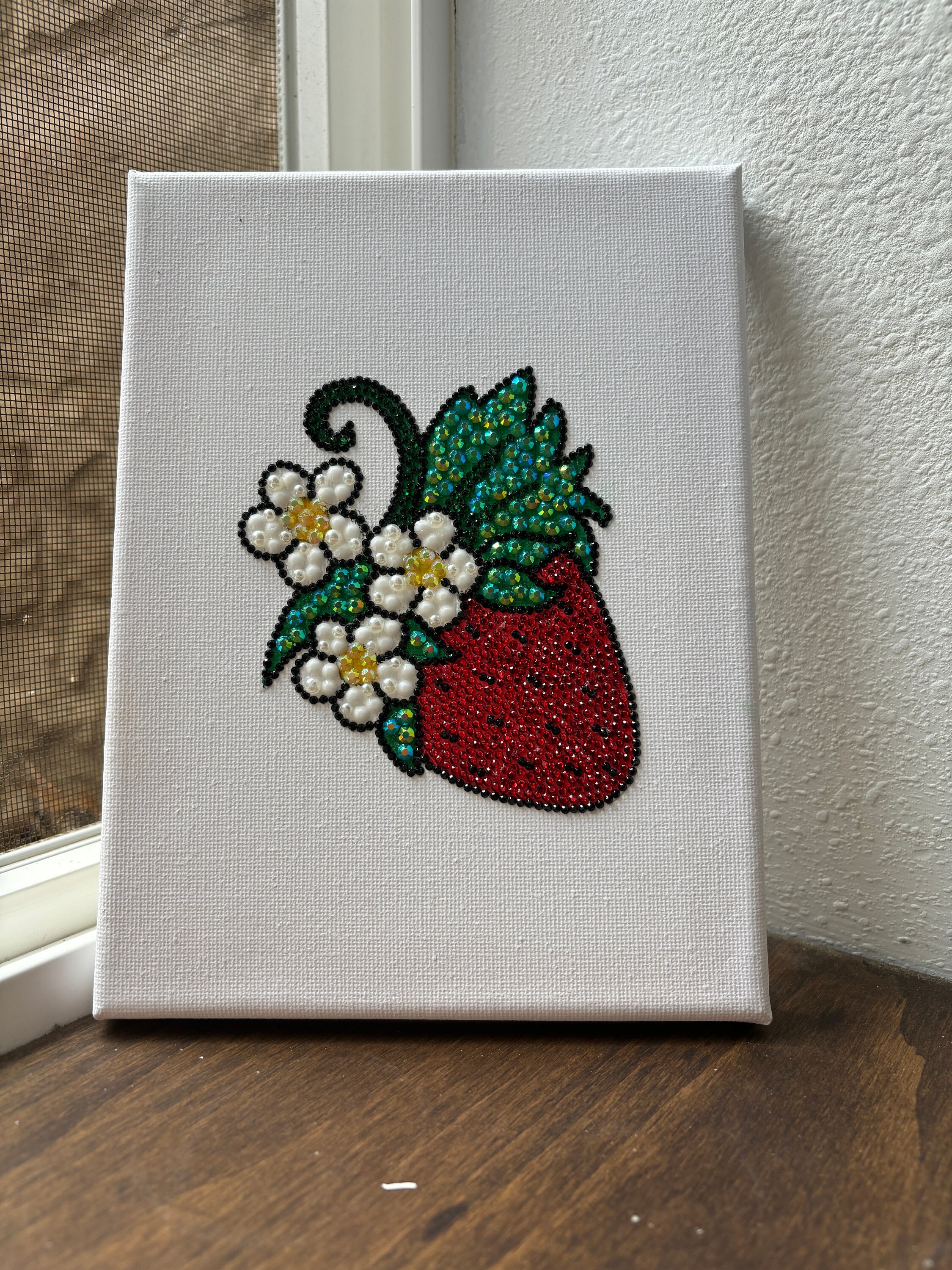 Stawberry Gem Art Bedazzled Canvas Art Berry Gem Art Badazzled Room ...