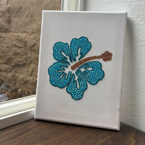 Hibiscus Gem Art Bedazzled Canvas Art Flower Gem Art - Etsy