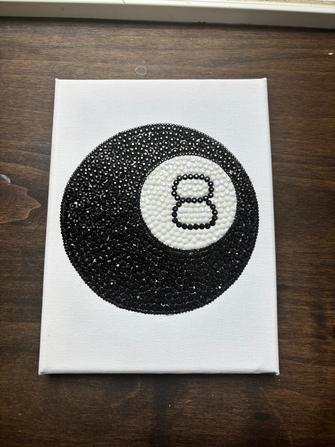 8 Ball Art - Bedazzled Canvas Art- 8 Ball Gem Art - Etsy