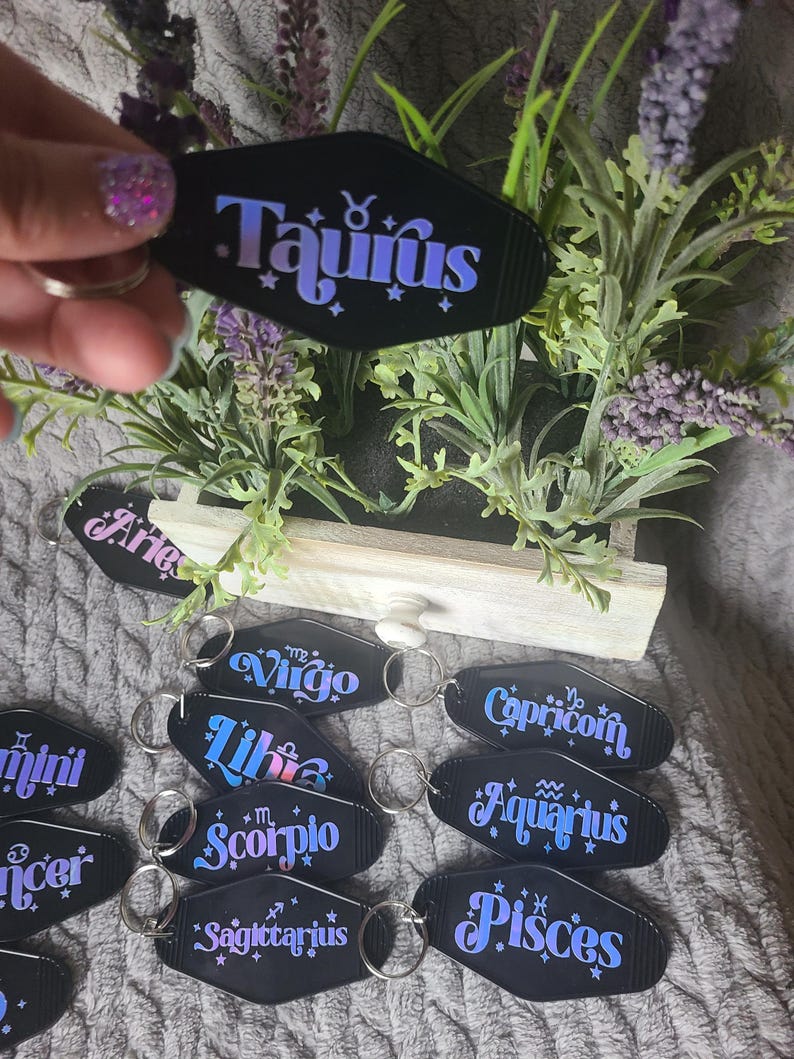 Zodiac Holographic Keychain, Astrology Sign, Aries, Taurus, Keychains ...