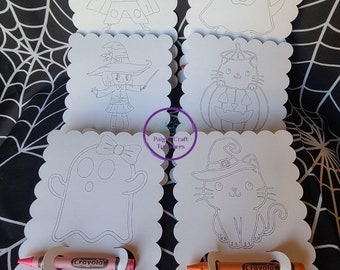 Color Your Own Halloween Cards Set of Two Instant Download Holiday ...