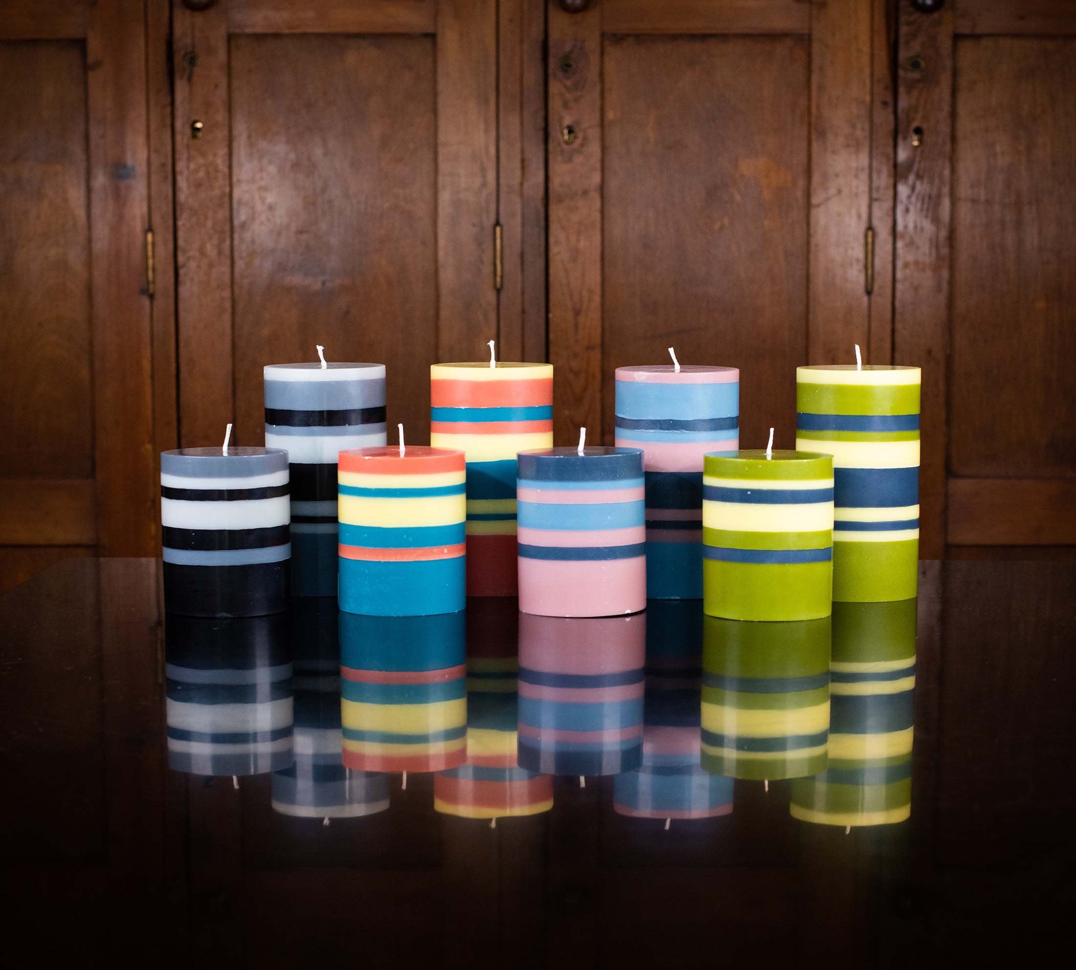 Tall Striped Color Pillar Candles, Eco Wax & Fair Trade - Etsy