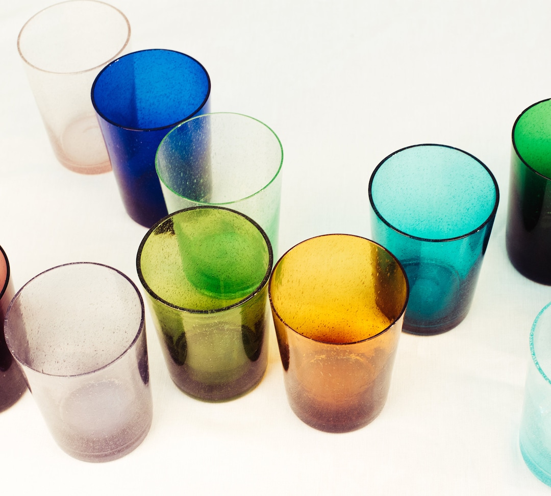 Hand-blown, Colorful Bubble Glass Tumblers - Etsy