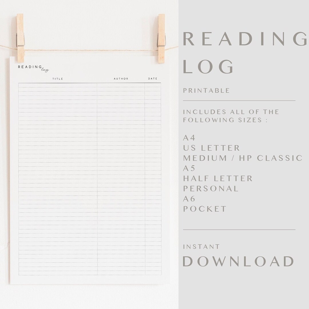 Reading Log, Book Tracker, A4/a5/a6/letter/half/medium/personal/pocket ...