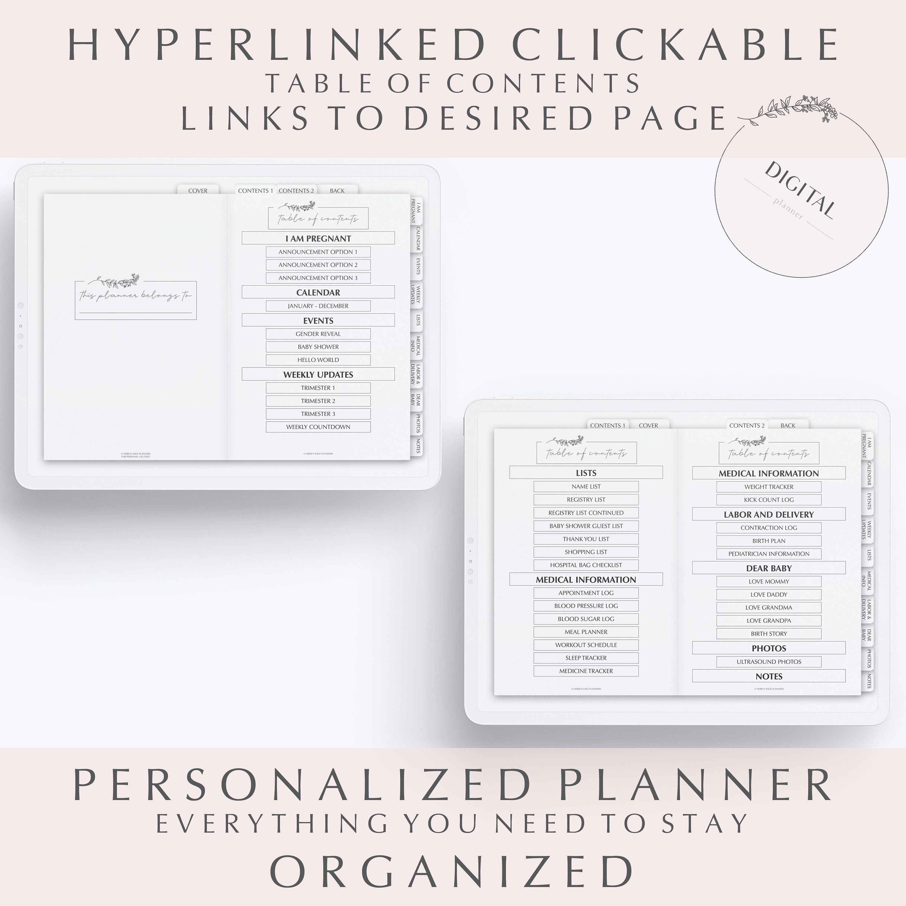 Undated Digital Pregnancy Planner, Ultimate Pregnancy Journal ...