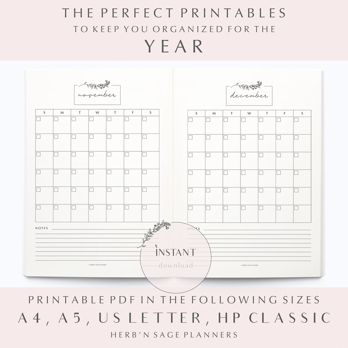 Printable Calendar, Undated Calendar, Blank Calendar, Wall Calendar ...
