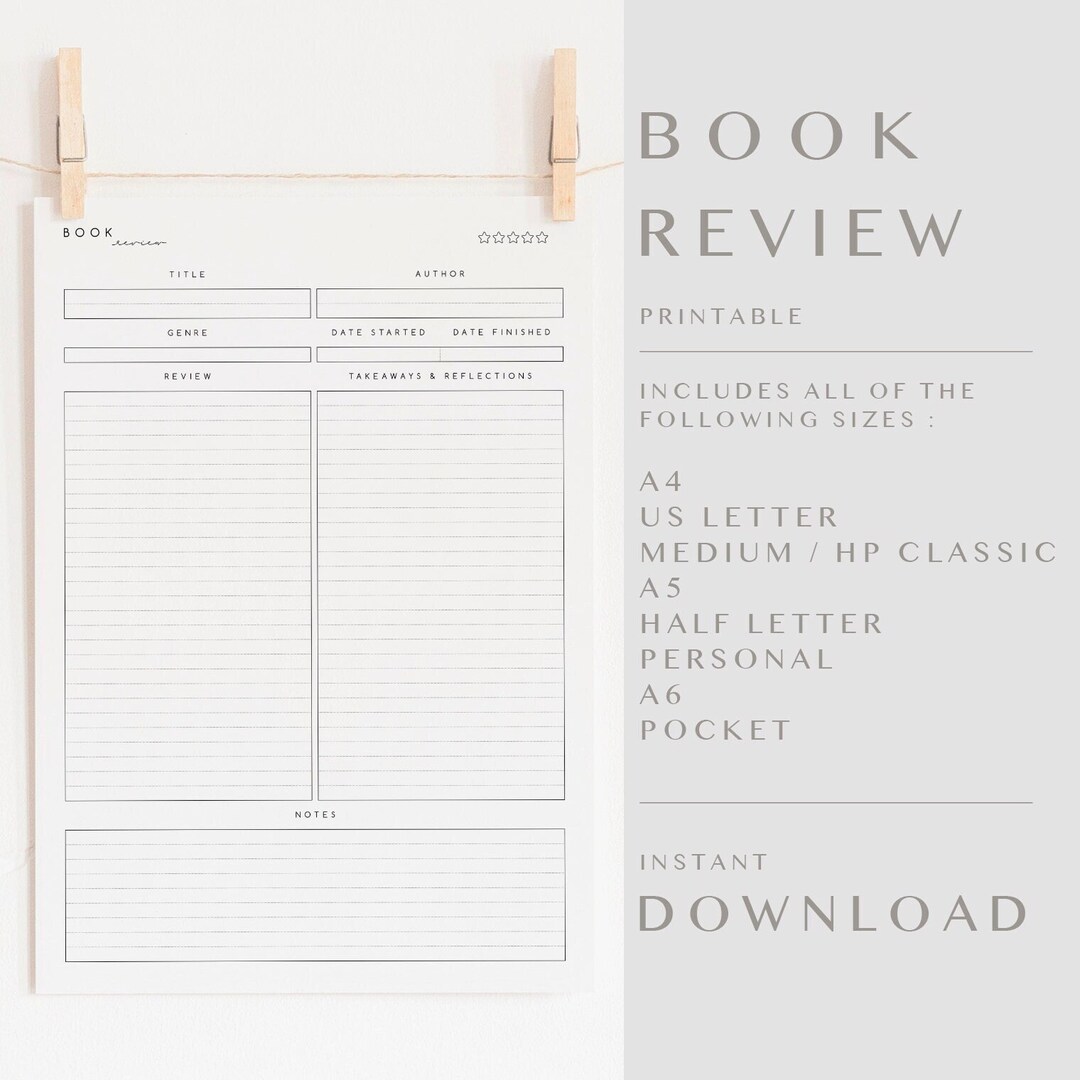 Book Review Insert | Reading Log, Book Summary, Reading Journal, Book ...