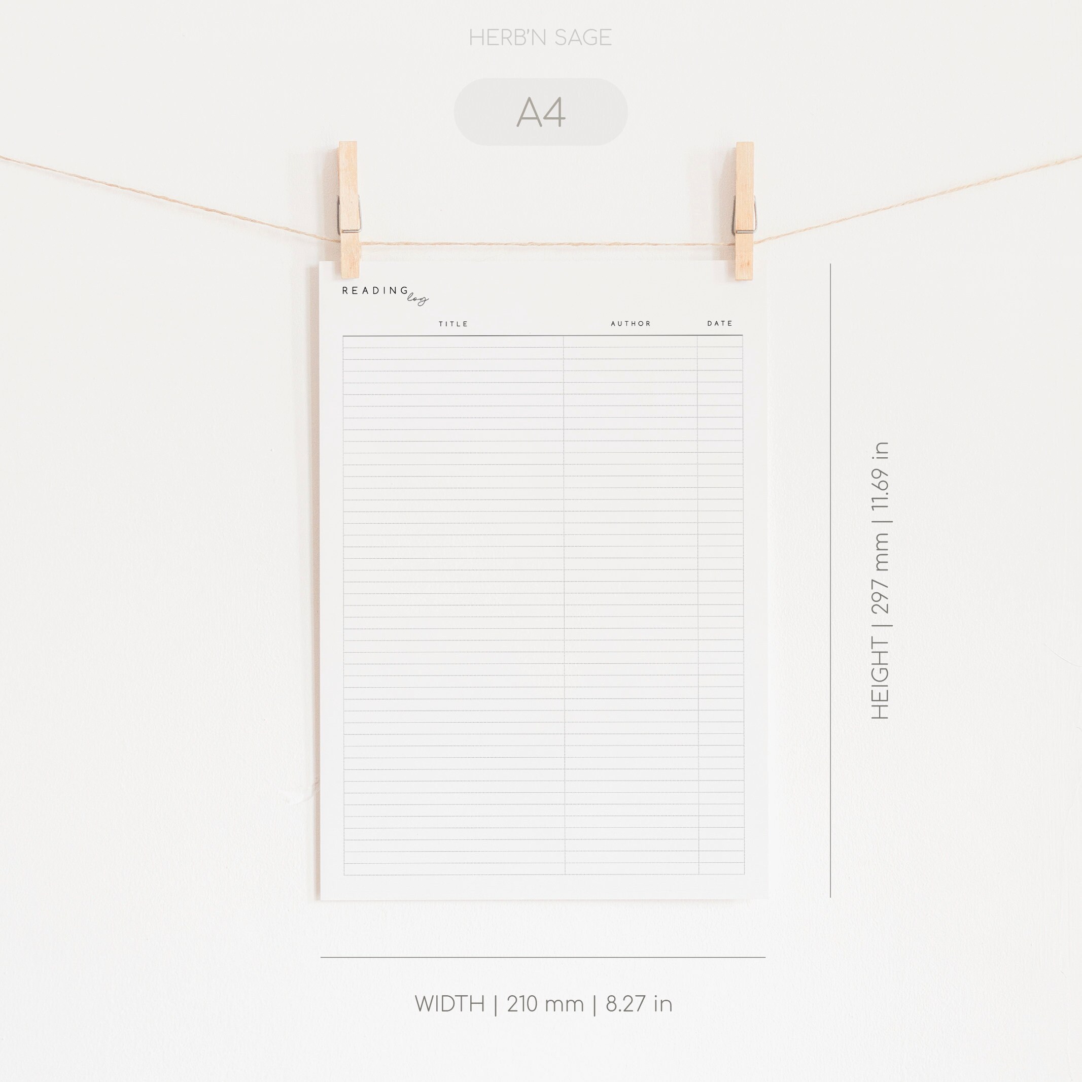 Reading Log, Book Tracker, A4/a5/a6/letter/half/medium/personal/pocket ...