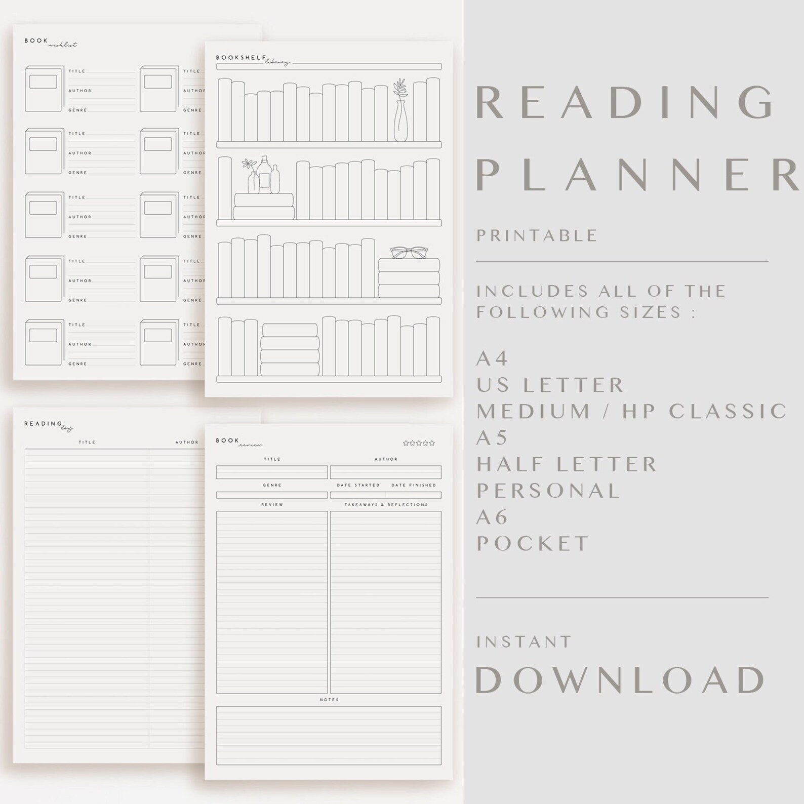 Reading Planner Printable Book Tracker Bookshelf Reading - Etsy