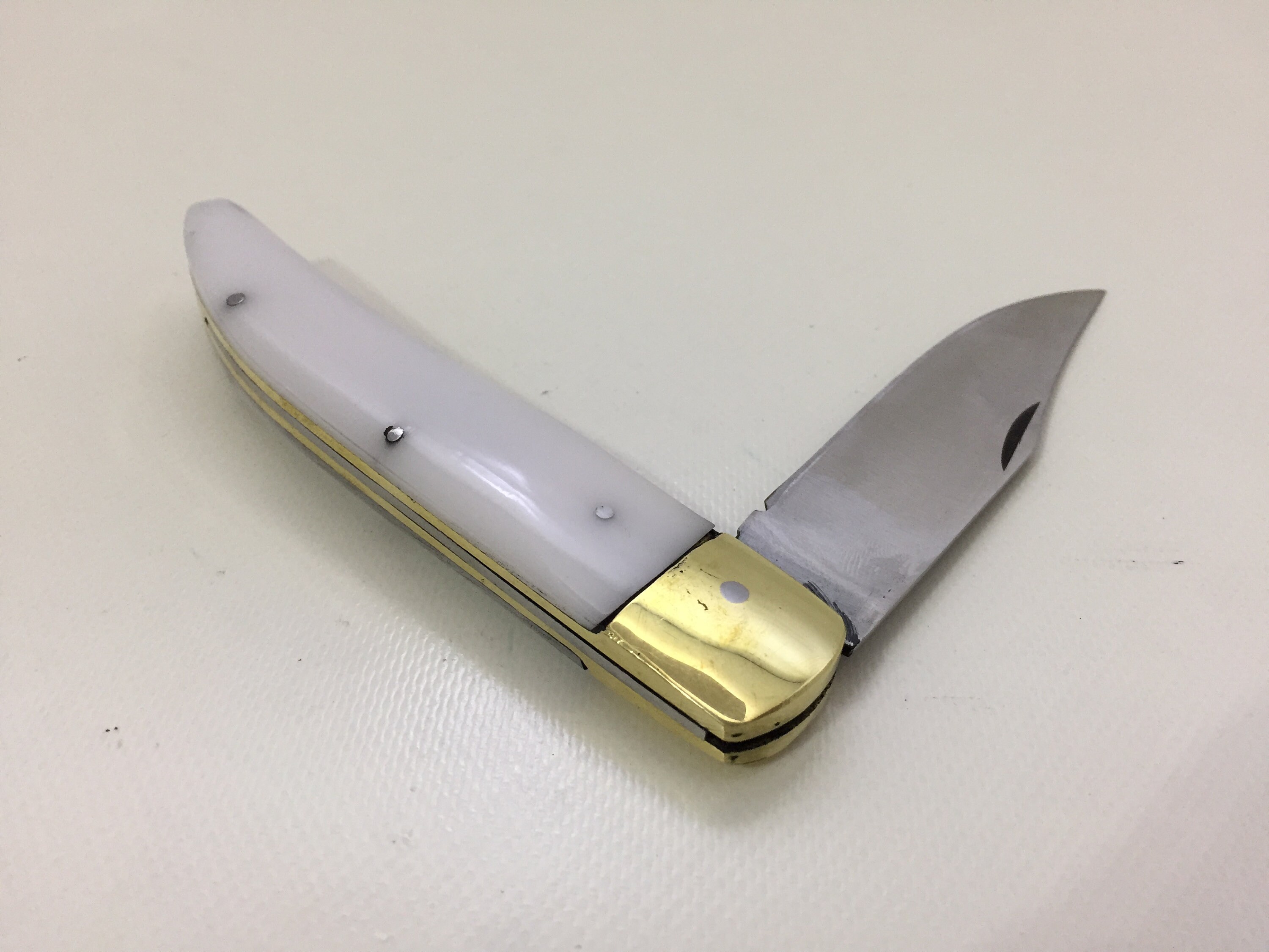 Large Stainless Steel Pocket Knife - Solid Brass Body - Made of WHITE ...