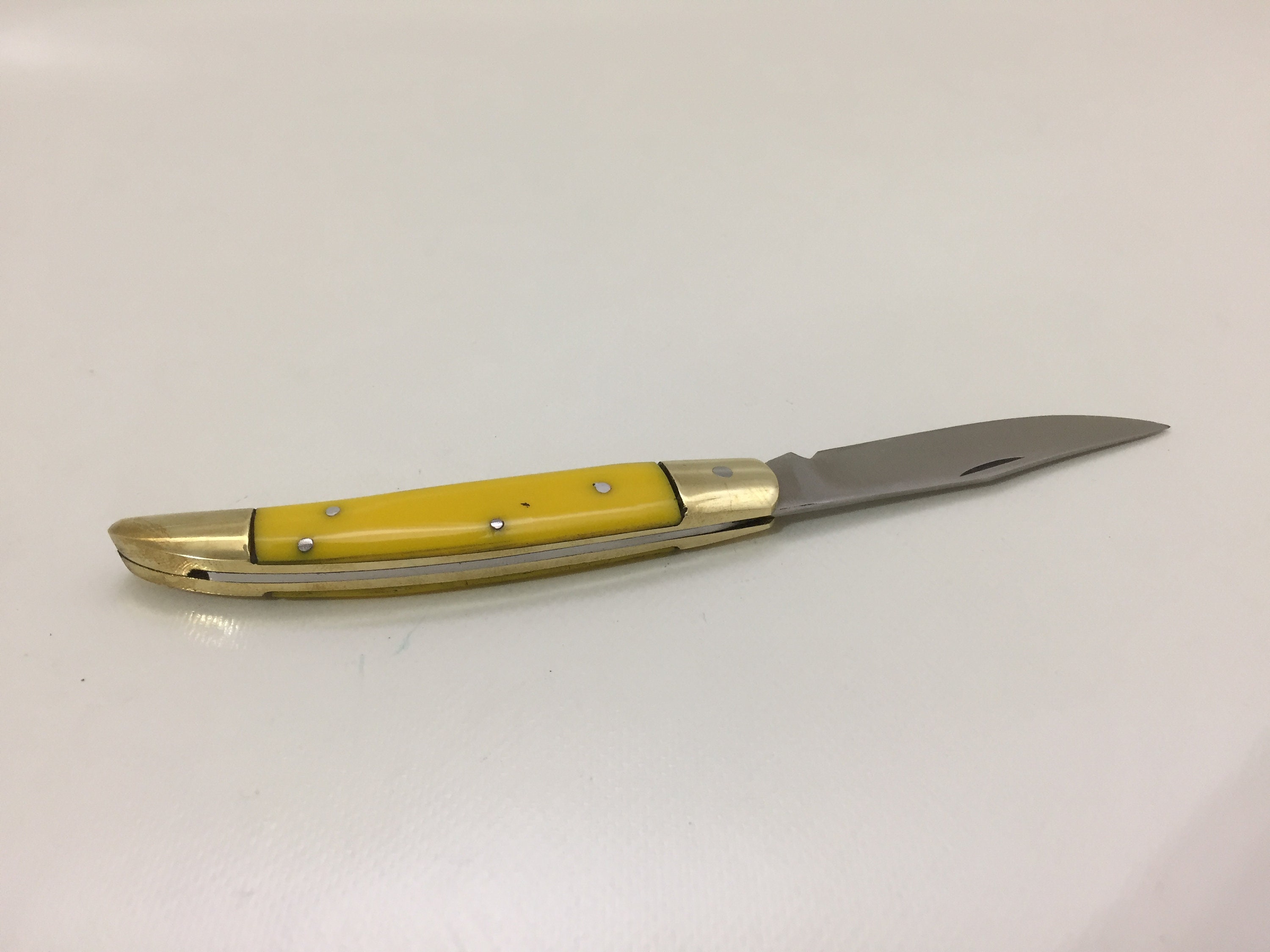 Medium Stainless Steel Pocket Knife Solid Brass Body Made of Yellow ...