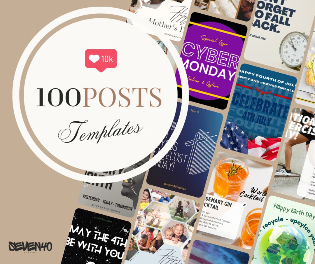 100 Holiday Posts 2024 Social Media Template POSTS Canva Marketing ...