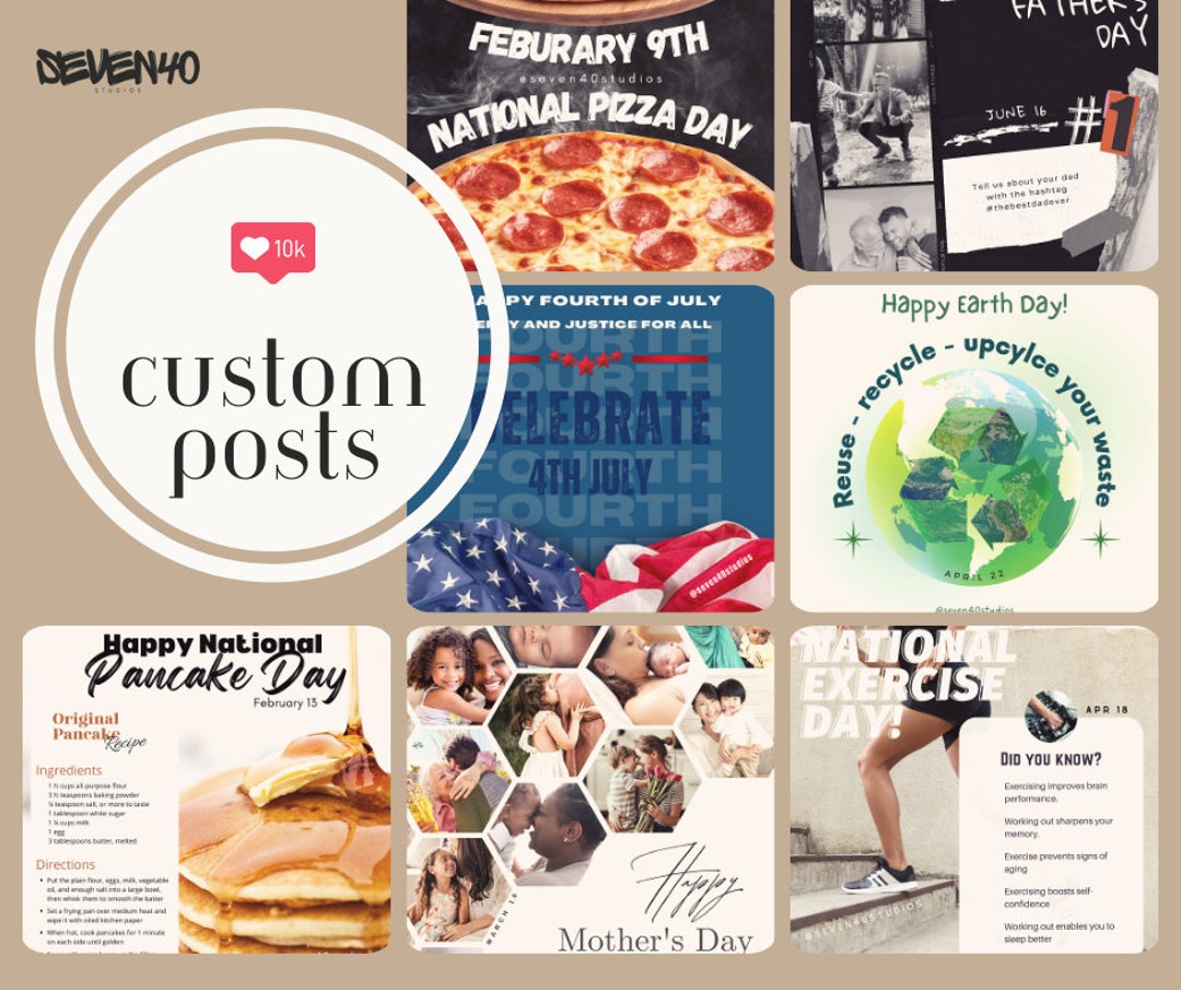 60 CUSTOM Posts 2024 Social Media Template POSTS Marketing Instagram ...