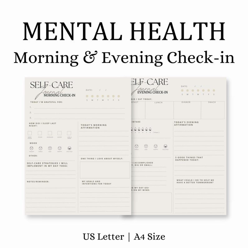 Daily Mental Health Check In Morning and Evening - Etsy UK