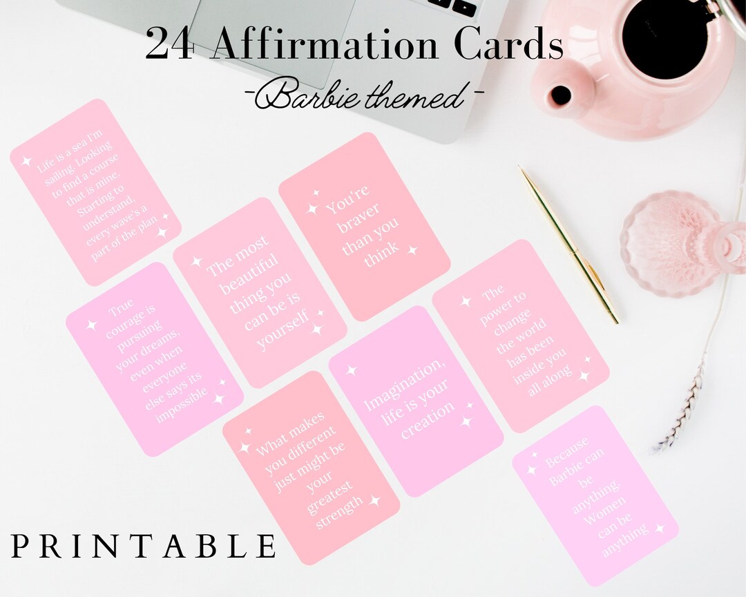 Positive Affirmation Cards Barbie Inspired, 24 Printable Affirmations ...
