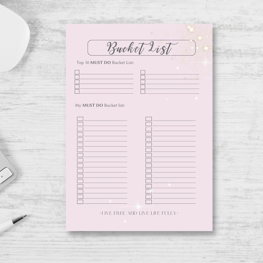 Bucket List Printable, Bucket List Tracker, to Do List, Life Goal ...
