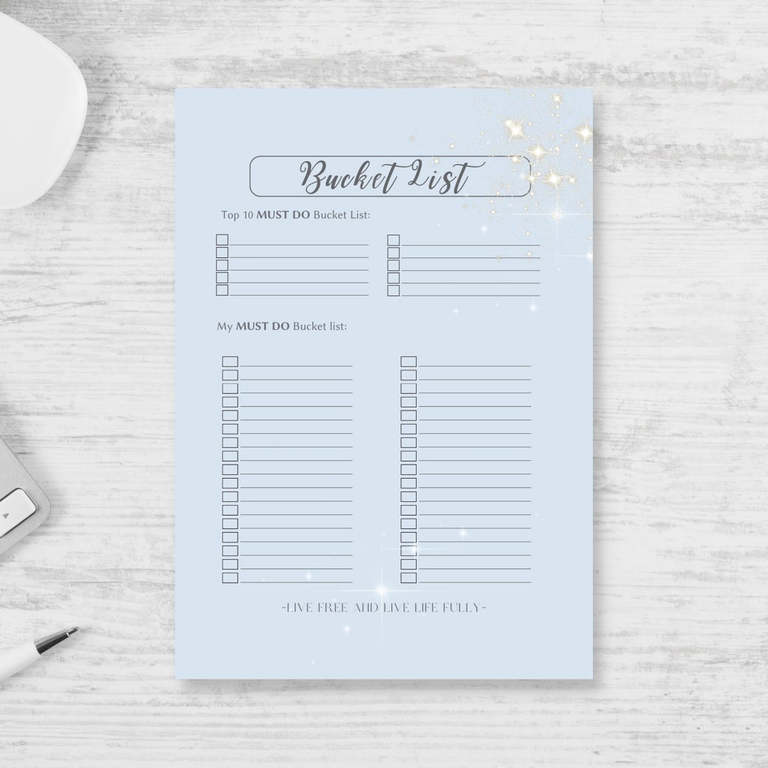 Bucket List Printable Bucket List Tracker to Do List Life - Etsy
