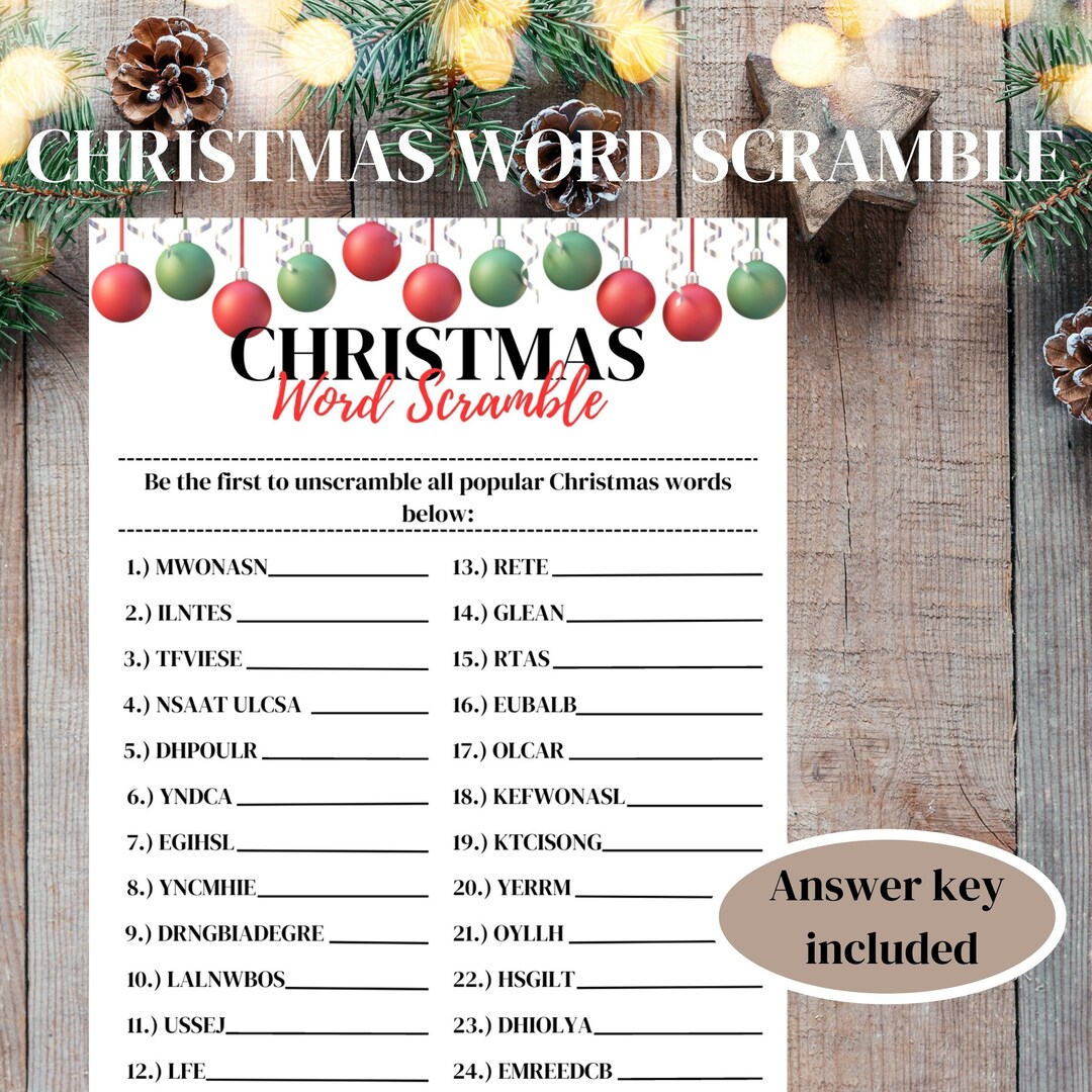 Xmas Word Unscramble, Christmas Wording, Word Scramble, Christmas ...