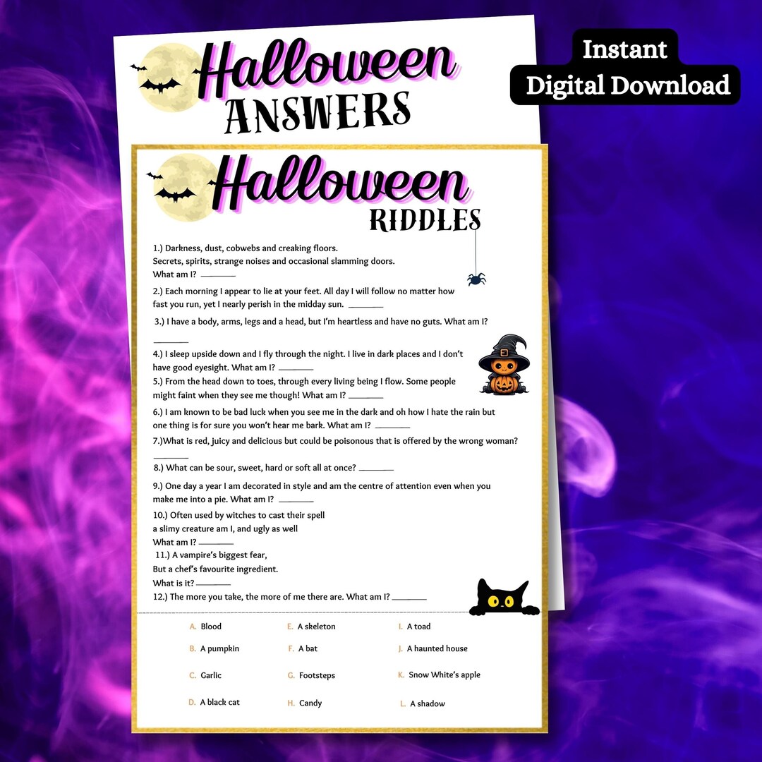Halloween Riddles, Halloween Family Game, Fun Family Night Games ...