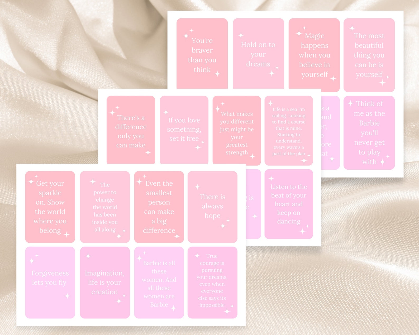Positive Affirmation Cards Barbie Inspired, 24 Printable Affirmations ...