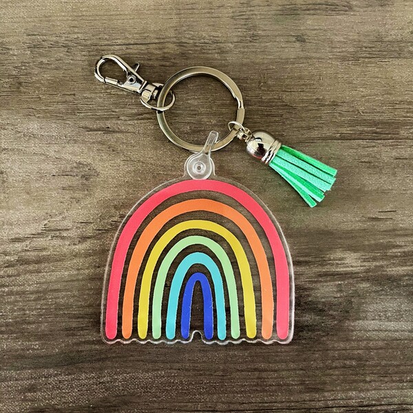 Rainbow Keychain - Etsy