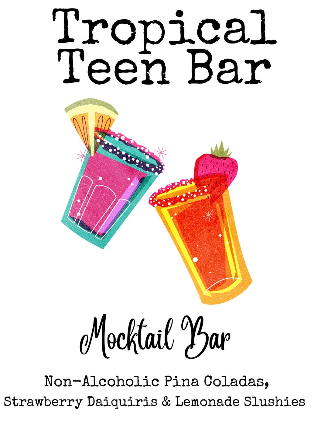 Bar/bat Mitzvah / Sweet 16 MOCKTAIL Bar Sign / Tropical Teen Bar - Etsy