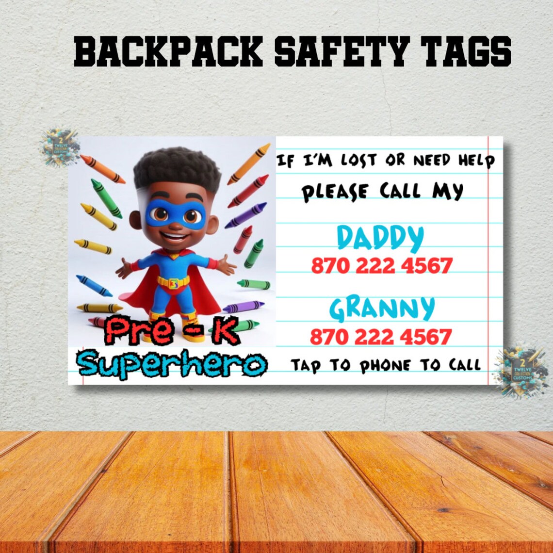 Personalized Backpack Safetytag for Kids Custom NFC Emergency Contact ...