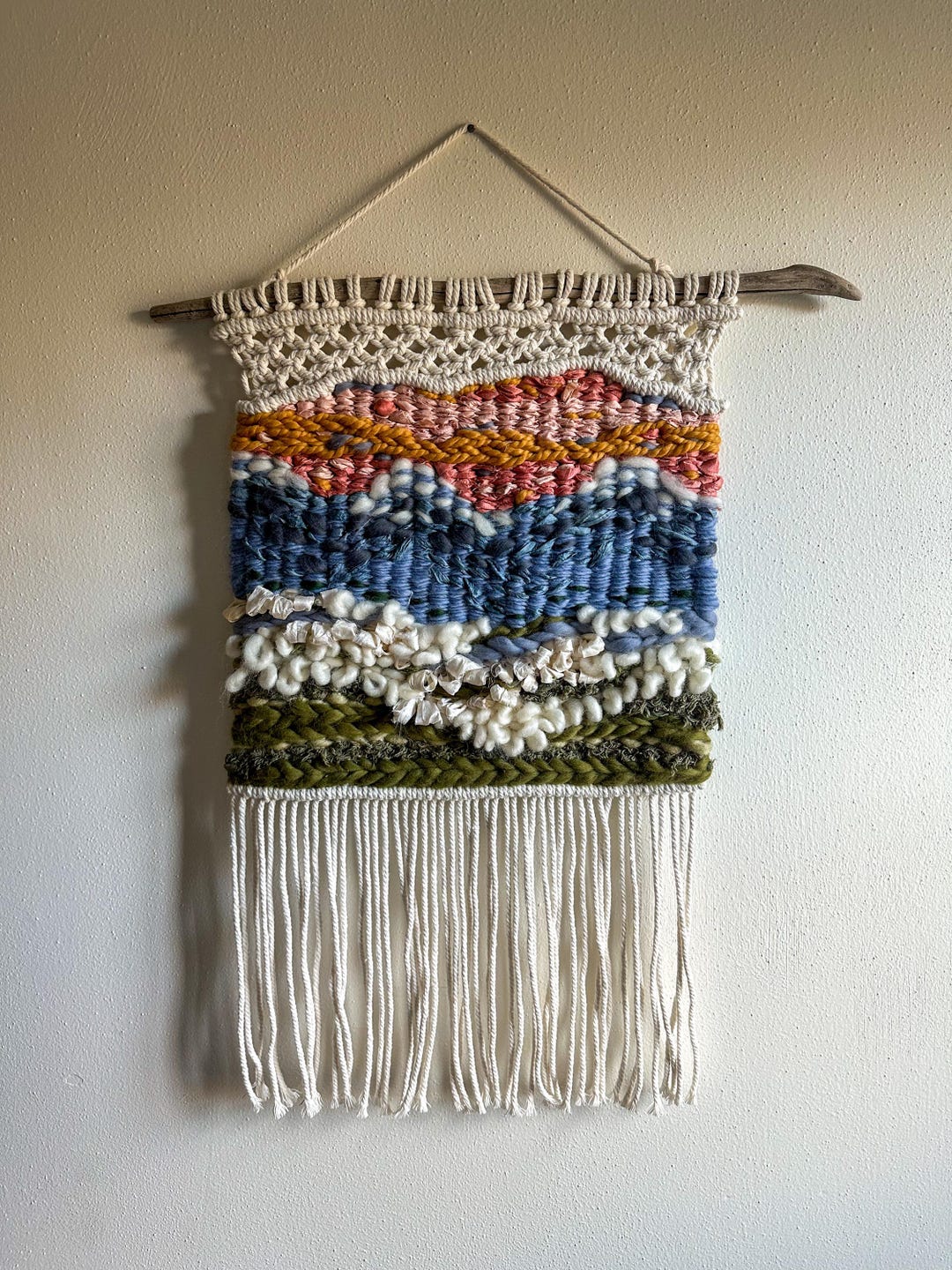 Wall Hanging | Fiber Art | Mountain Wall Hanging | Macrame Wall Hanging ...