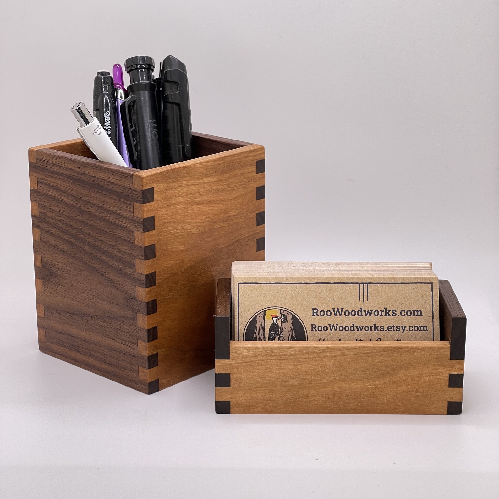 Hardwood Business Card Holder Personalized Business Card Display Walnut ...