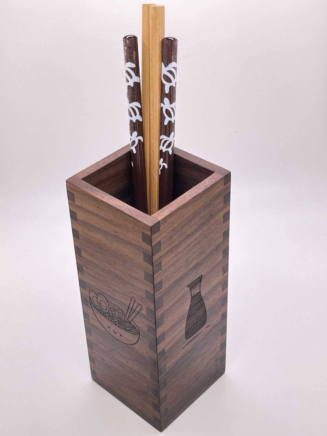 Wood Chopstick Holder - Walnut Hardwood - Personalized - Etsy