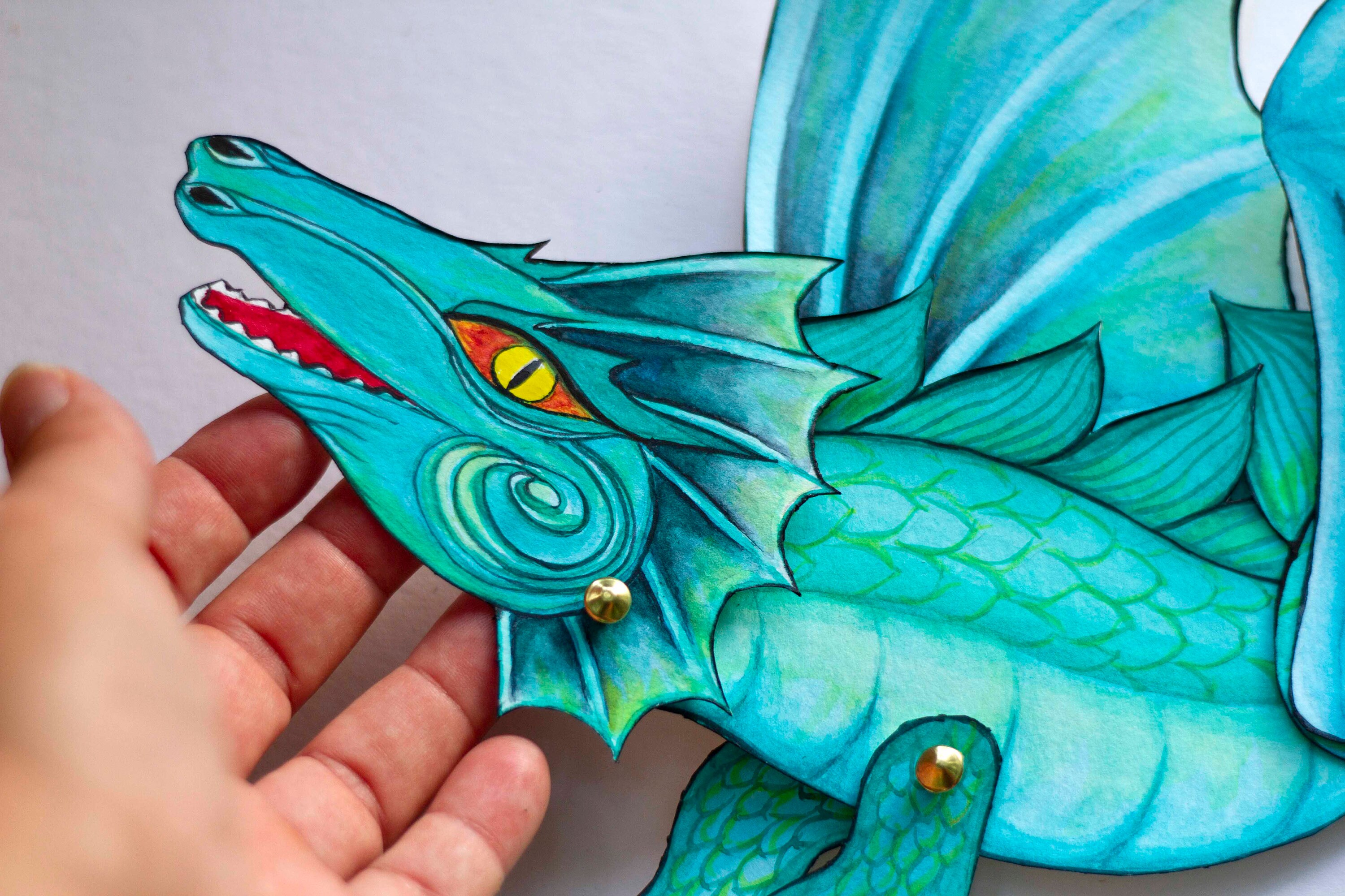 Turquoise Dragon Articulated Puppet - Etsy
