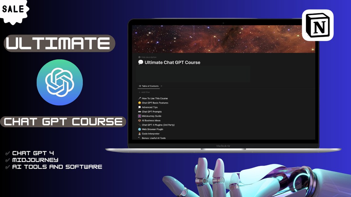 Ultimate Chat GPT Course Notion Template AI Course List - Etsy