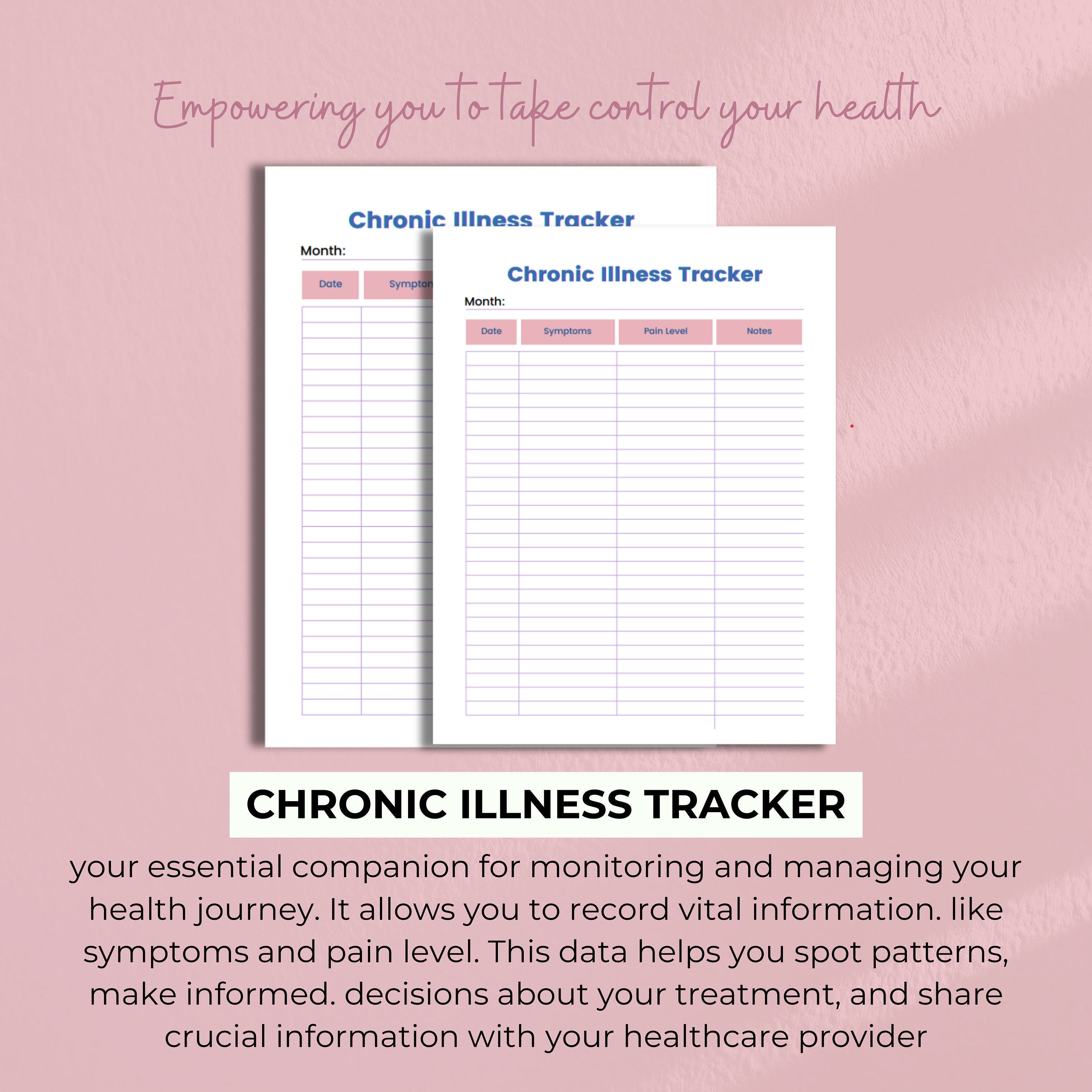 Chronic Illness Tracker Symptom Diary Health Log Pain - Etsy